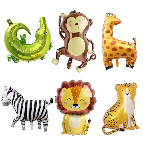 6Pcs Jungle Safari Animals Balloons, Jungle Balloons,3d Giant Self ...