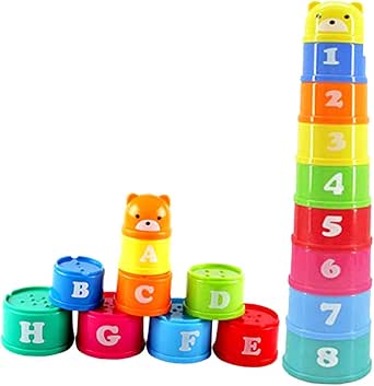Amazon.co.jp: Plastic Stacking Up Cups Rainbow Colors Kids Educational ...