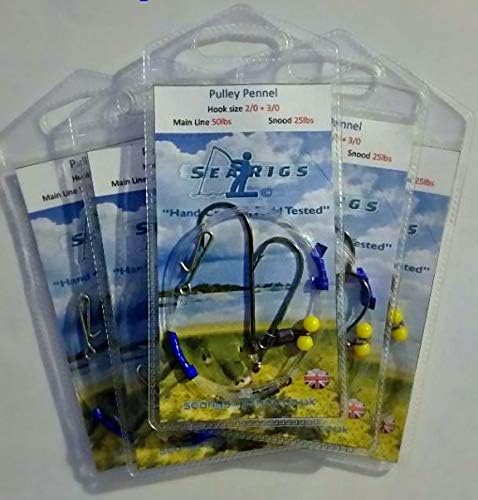 Sea Fishing Rig, 2 Hook Pulley Rig (Pennel) 3/0 + 3/0 Cod & Bass x 5 ...