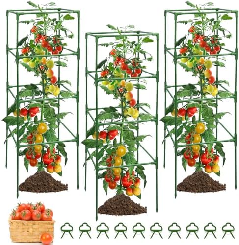 Amazon.com : Tomato Cage Metal, Heavy Duty Garden Tomato Plant Support ...