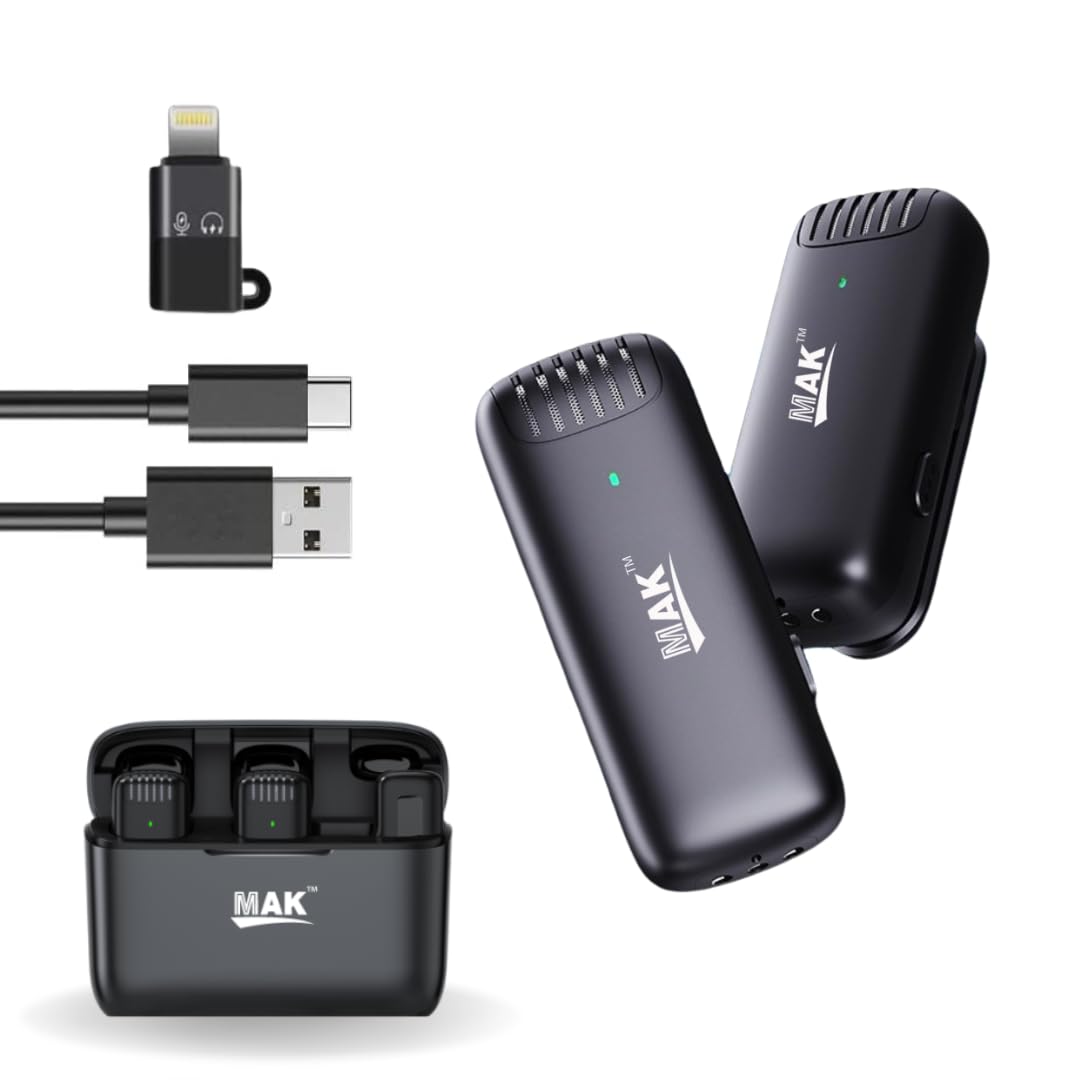 MAK Wireless Mic with Charging Case, Noise Reduction Mic for Video ...