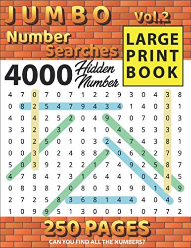 Amazon.com: Jumbo Number Searches Large Print Book Vol 2: Puzzle Book ...
