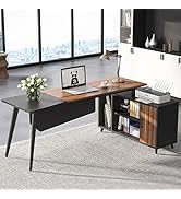 Amazon.com: Tribesigns 60 inch Computer Desk with Storage Shelves and ...