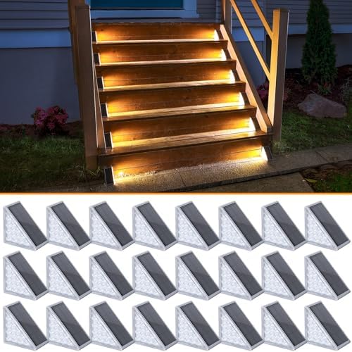 NIORSUN Solar Step Lights 24 Pack - Outdoor Stair Lights with 3000K ...