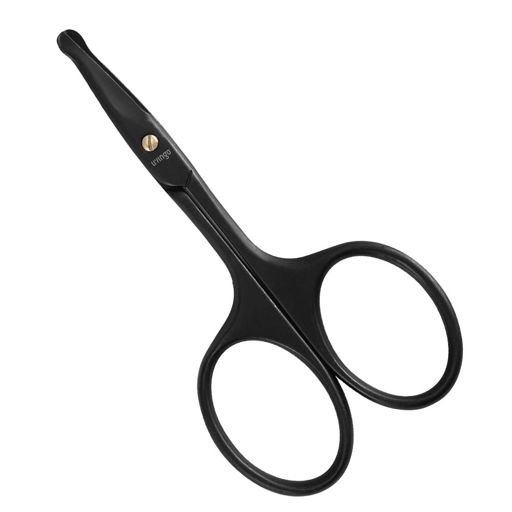 LIVINGO 9CM Premium Nose Hair Scissors, Curved Safety Blades with ...