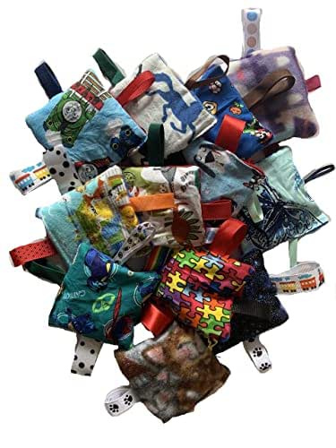 Amazon.com: Small weighted hand ribbon squares, fidget square, taggie ...