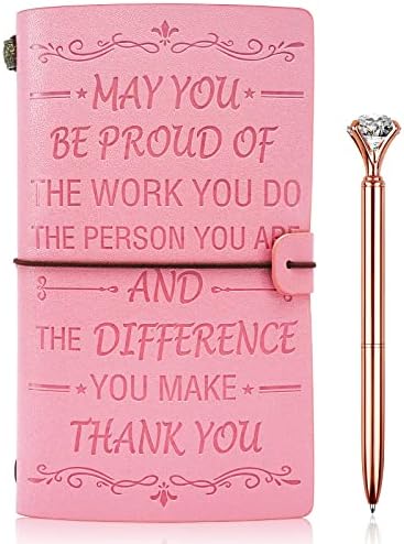 Amazon.com : JEWPHX Thank You Gifts Appreciation Leather Journal & Pen ...