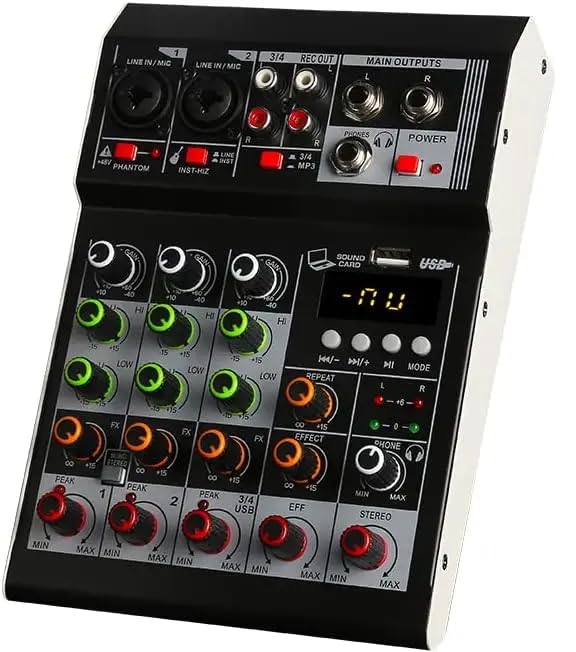 kh Musical Mini Mixer 4 Channels Audio Mixers Bluetooth USB Mixing ...