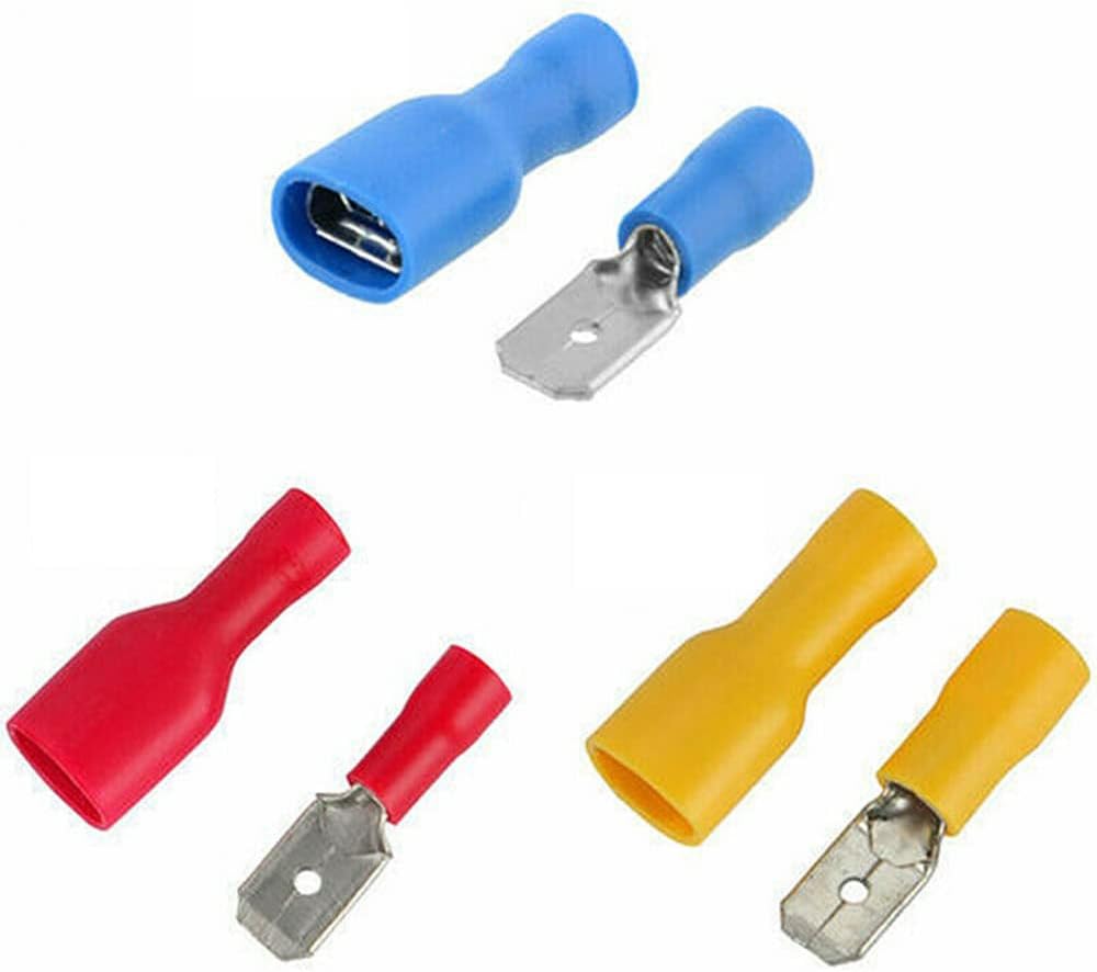 100Pcs Assorted Electrical Wire Connector Insulated Spade Crimp ...