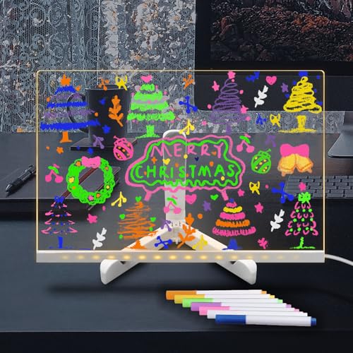 Laysinly Acrylic Dry-Erase Board with Light up Stand, 30 x 20 CM Clear ...