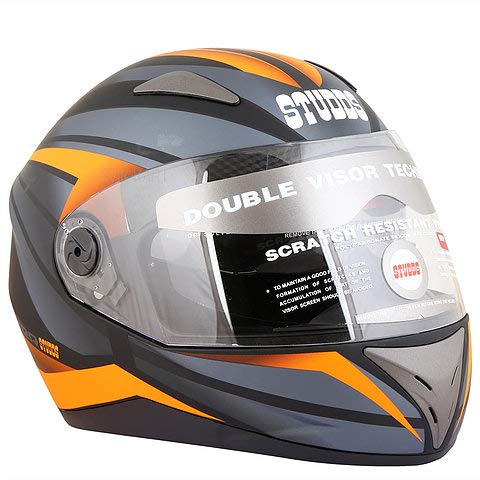 Studds Shifter D2 Decor Full Face Helmet N10 - Matt Black with Orange ...