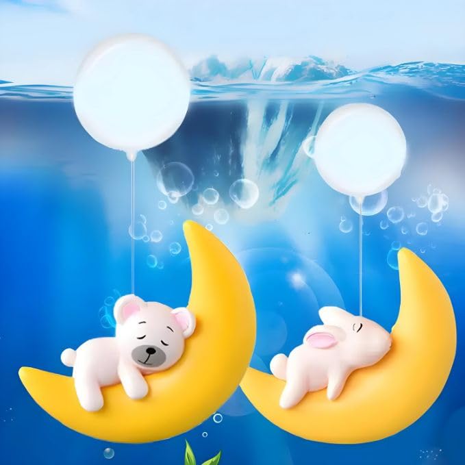 VAYINATO® 2 Pcs Floating Half Moon Sleeping Pet Aquarium Toys Mini Fish ...