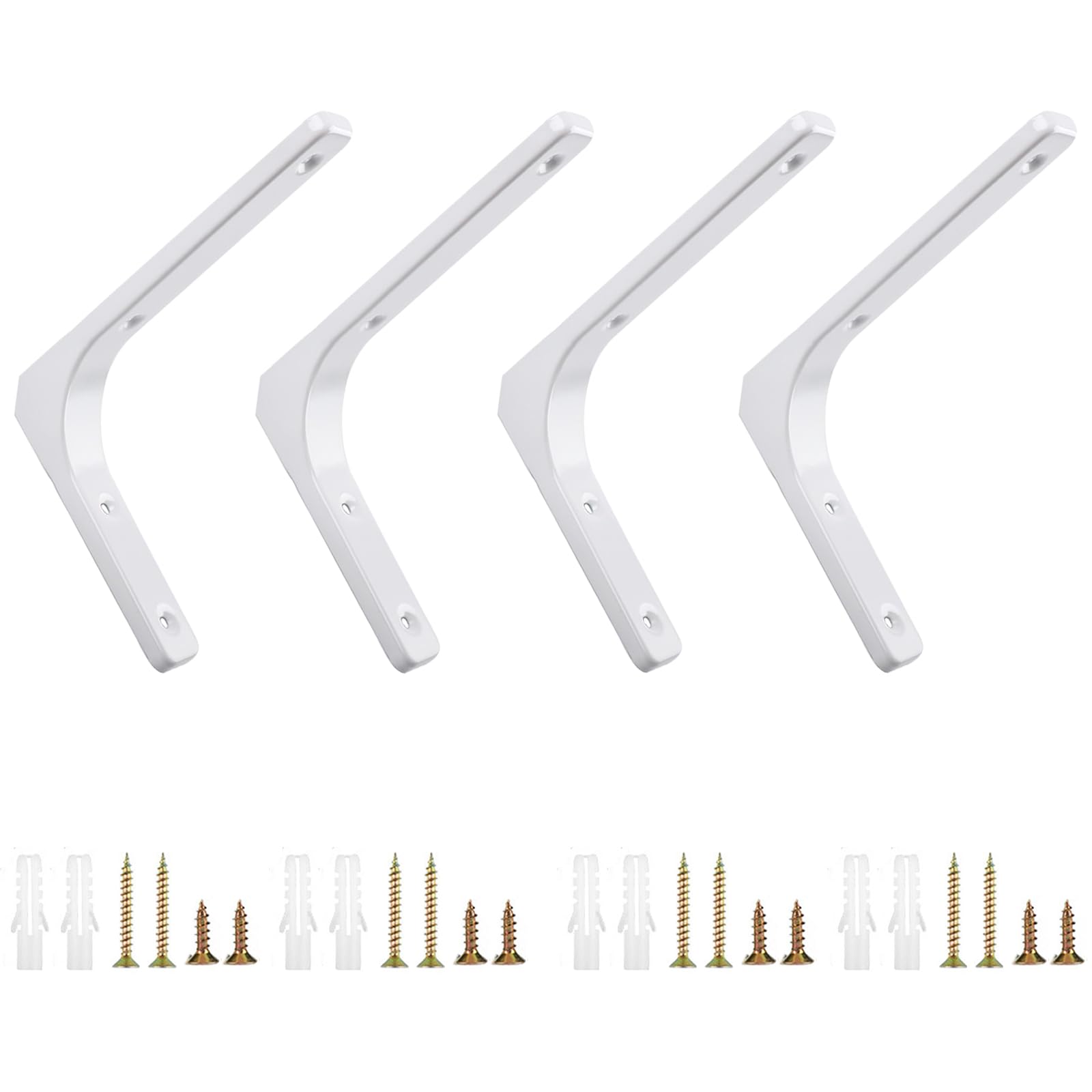 Shelf Bracket, 4 Pcs White Shelf Brackets, Stainless Steel L Shape Wall ...