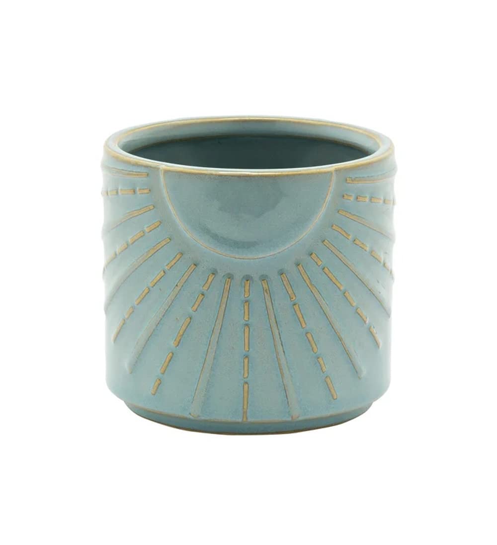 Amazon.com : The Bridge Collection Blue Ceramic Sun Beam Planter Pot ...