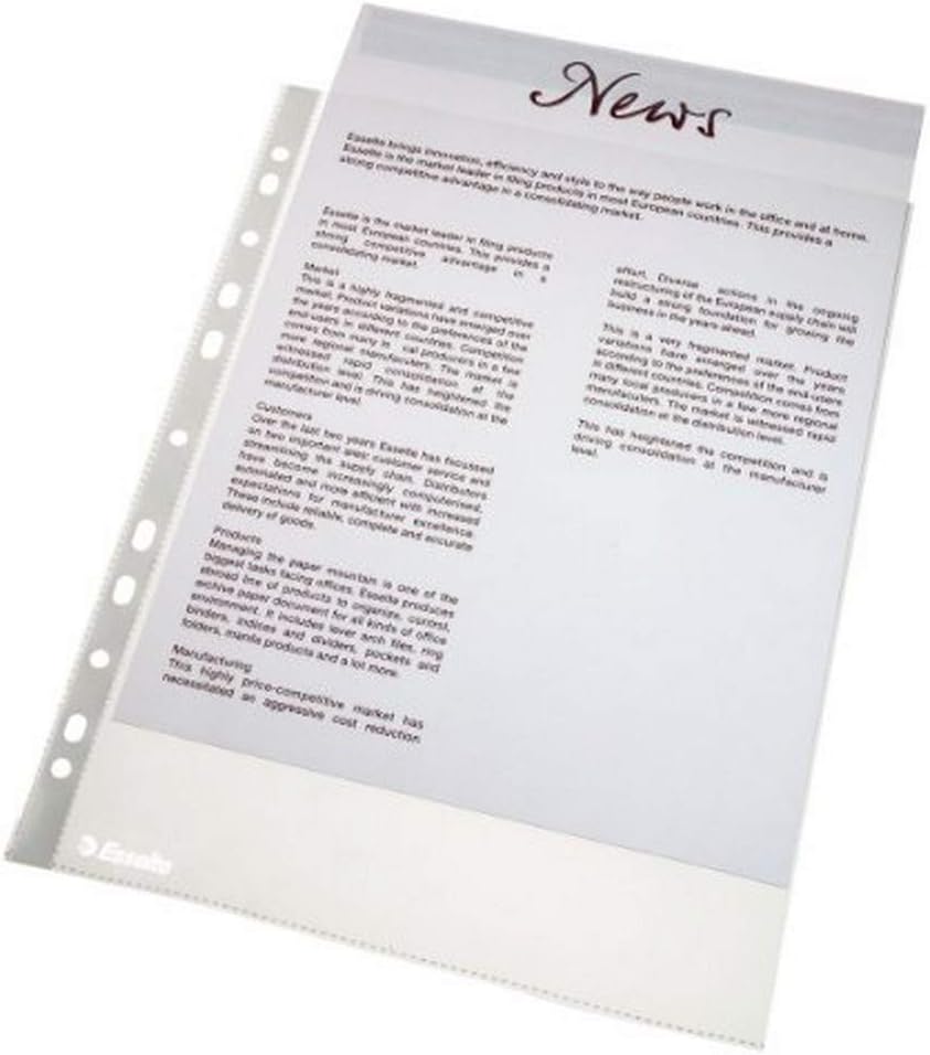 Amazon.com: Esselte Perforated Pouch, Clear, Grained, A4, Polypropylene ...