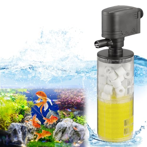 Fish Tank Filter, Fish Tank 3 in 1 Filter Built-In Filter Material ...