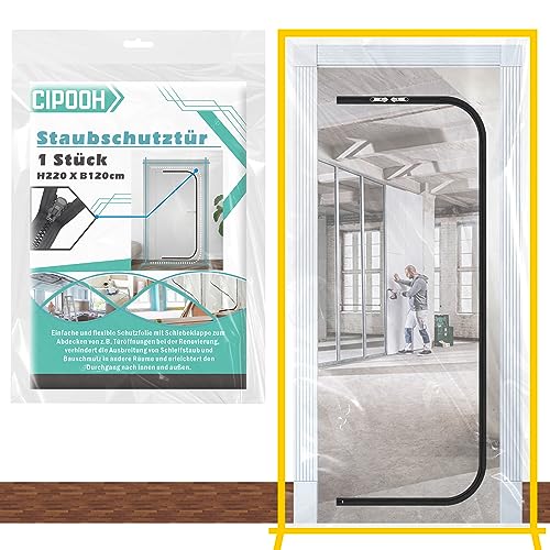 CIPOOH Dust Door Cover with Zip, Zipper Door Dust Sheet, Transparent ...