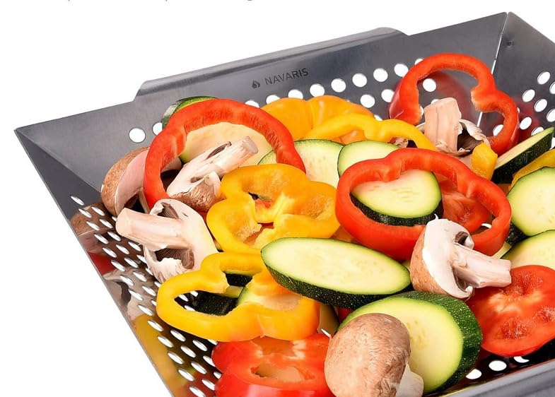 Navaris Grillpfanne Grillschale Edelstahl Schale - Gemüse Grill Pfanne ...