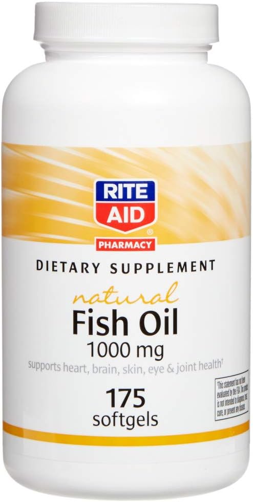 Amazon.com: Rite Aid Natural Fish Oil Supplement Softgels, 1000mg - 175 ...