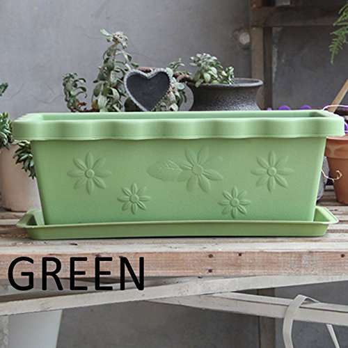 Green, S : Large Rectangular Green Plastic Flower Pots Plant Tray ...