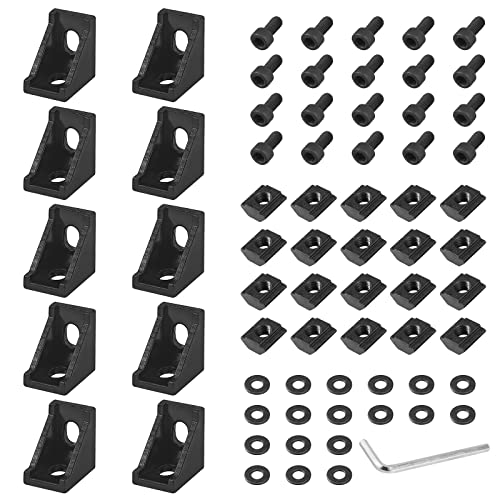 EYPINS 10 Pcs 2020 Aluminum Extrusion Black Angle Mounting Brackets, 90 ...