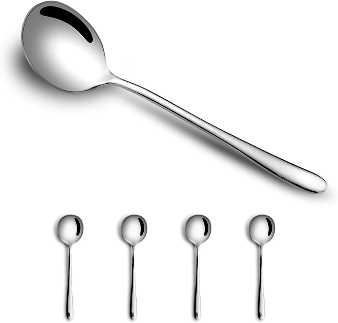Amazon.com: 4-Piece Round Stainless Steel Bouillon Spoon Soup Spoons ...