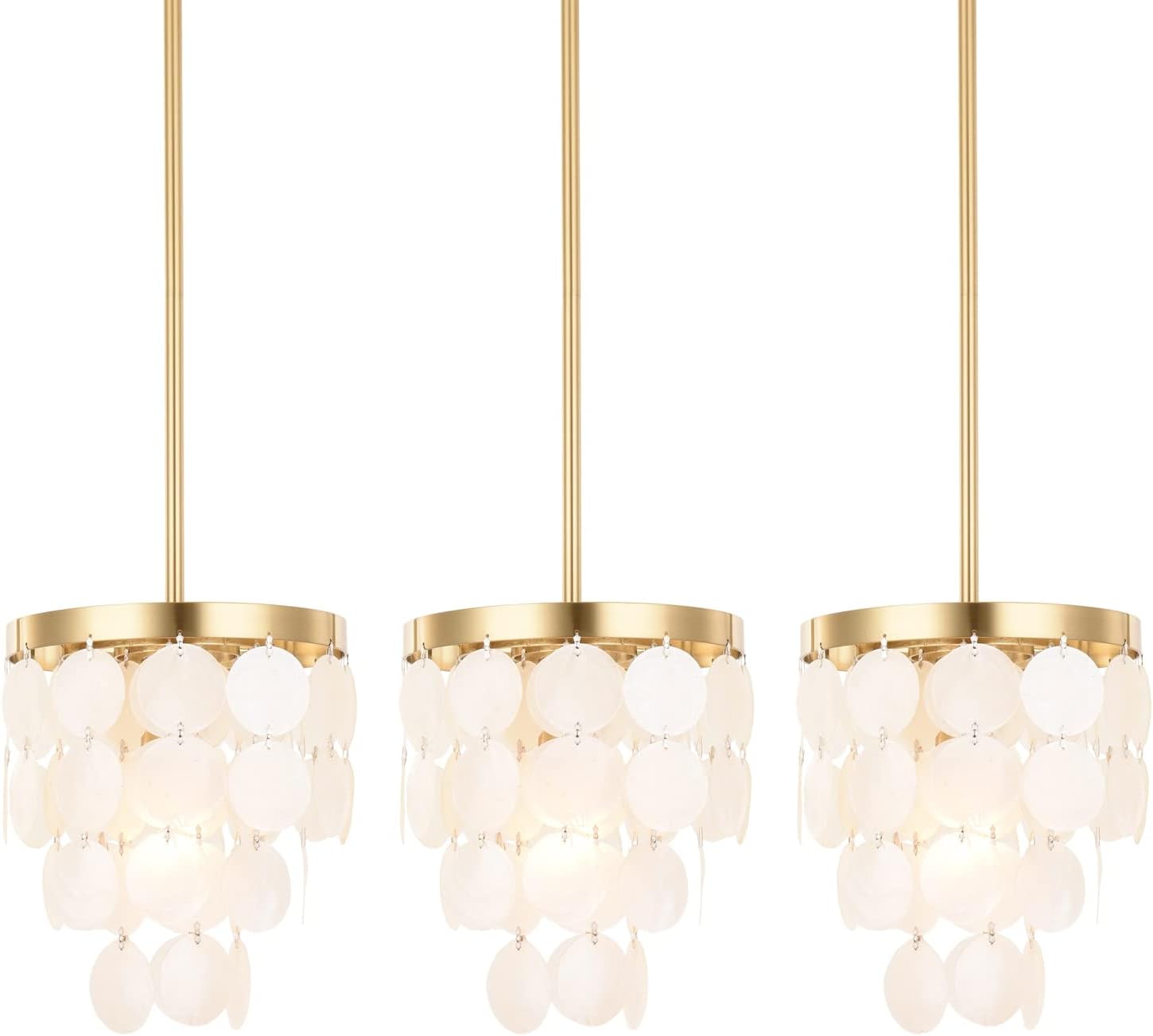 ALICE HOUSE 3 Pack Mini Pendant Lights for Kitchen Island, Capiz Shell ...