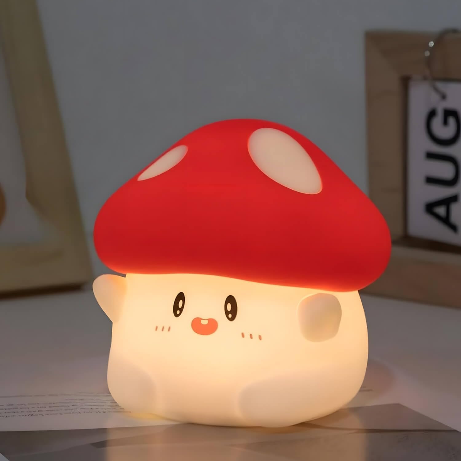 Emmanoth Cordless Mushroom Lamp, Cute Mushroom Night Light, Squishy ...
