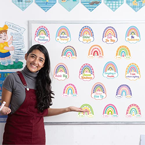 Buy 30 PCS Boho Rainbow Classroom Decor for Teacher Positive Sayings ...