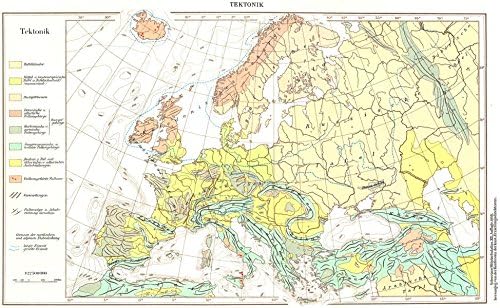 Amazon.com: EUROPE:Europa;Tektonik. Tectonic Geological 1958 vintage map