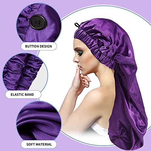 2PCS Satin Hair Braid Bonnet,Foldable Extra Long Bonnet for Braids with ...