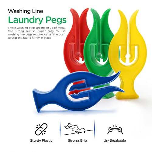 Pack of 50 Heavy Duty Plastic Tulip Clothes Pegs for Washing Line with ...