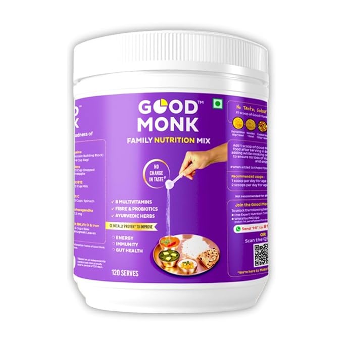 Good Monk Multivitamin,Probiotic & Fibre Mix (Add To Food,No Taste ...