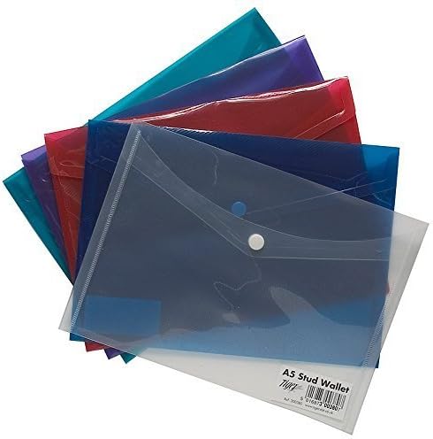 G4GADGET A5 Plastic Document Wallets with Popper - Pack of 5 | Assorted ...