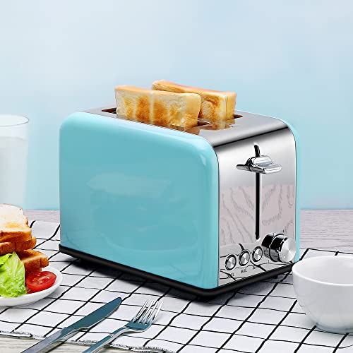 Toaster 2 Slice, Retro Small Toaster with Bagel, Cancel, Defrost ...