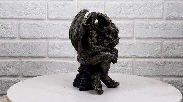 Watch Winged Ram Horned Gargoyle Sitting On Cathedral Pedestal on ...