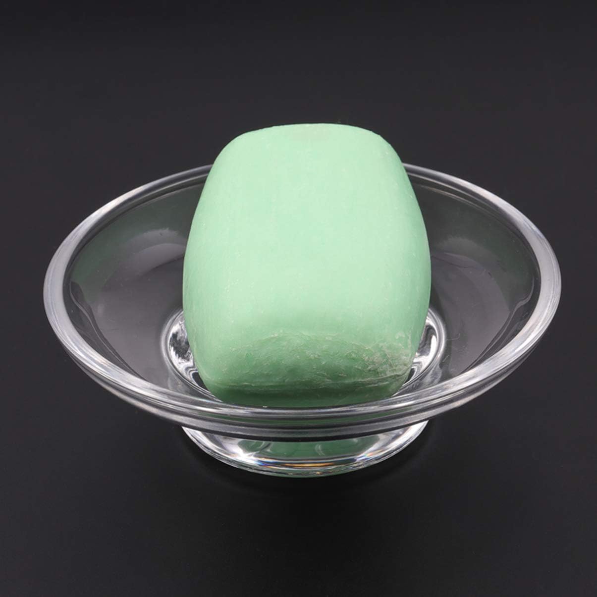 TOPBATHY Glass Soap Dish Transparent Round Soap Box Replacement ...