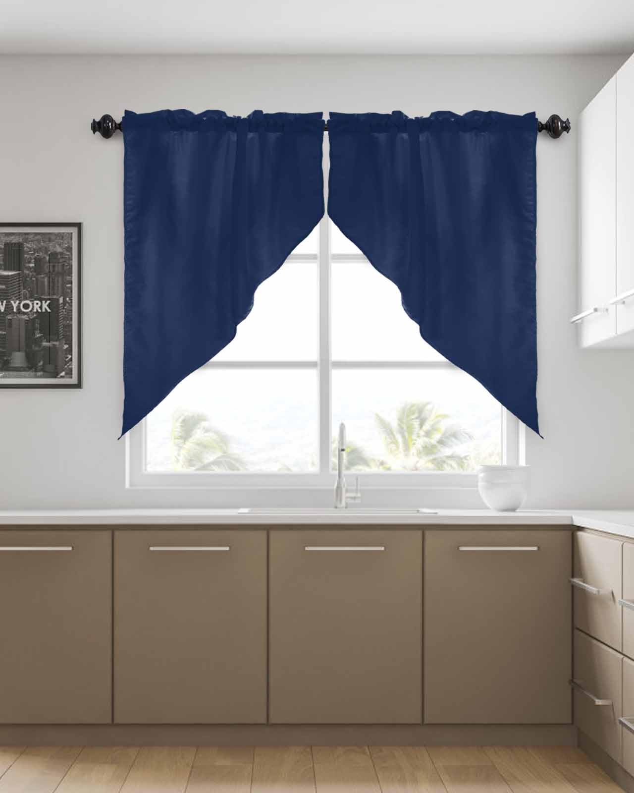 Blue Swag Curtains Amazon.com: Contemporary Blue Swag Kitchen Curtain