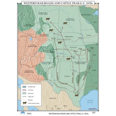 Western Railroads & Cattle Trails (U.S. History Wall Maps) : Kappa Map ...