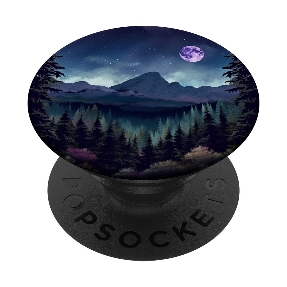 Forest Deer Design Purple Galaxy Moon Sky Forest PopSocket - Expandable ...