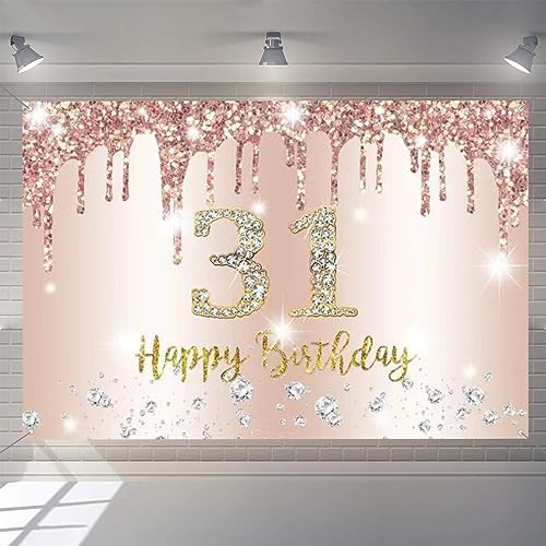 Happy 31st Birthday Decorations Backdrop Banner for Women Happy 31 ...