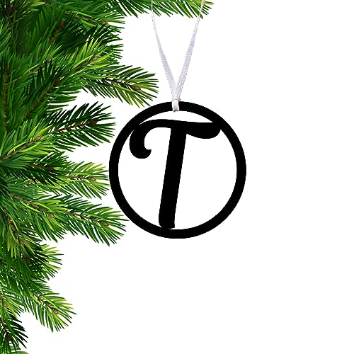 Amazon.com: Black Initial T Christmas Ornament - Initial T Stocking Tag ...