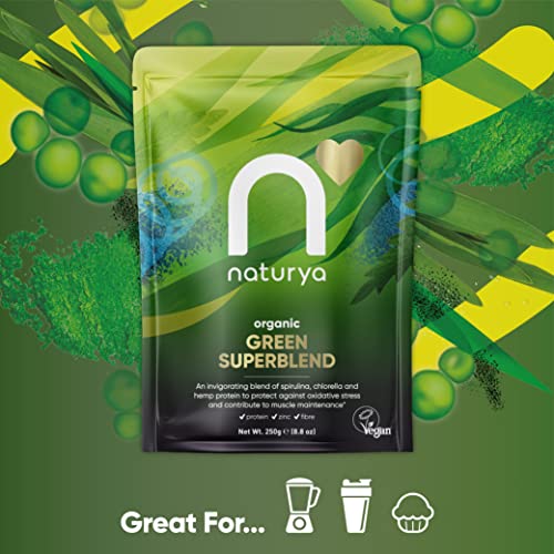 Naturya Organic Green SuperBlend, 250g, Alkalising Superfood Blend for ...