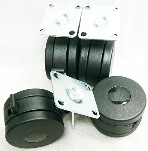 Oajen 3" 75mm Twin Wheel Caster, Black Riveted Hard Wheel adds Strength ...