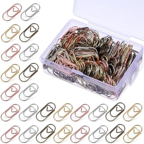 DIYEAH 200PCS Small Paper Clips Metal Paper Clips Bookmarks Heart ...