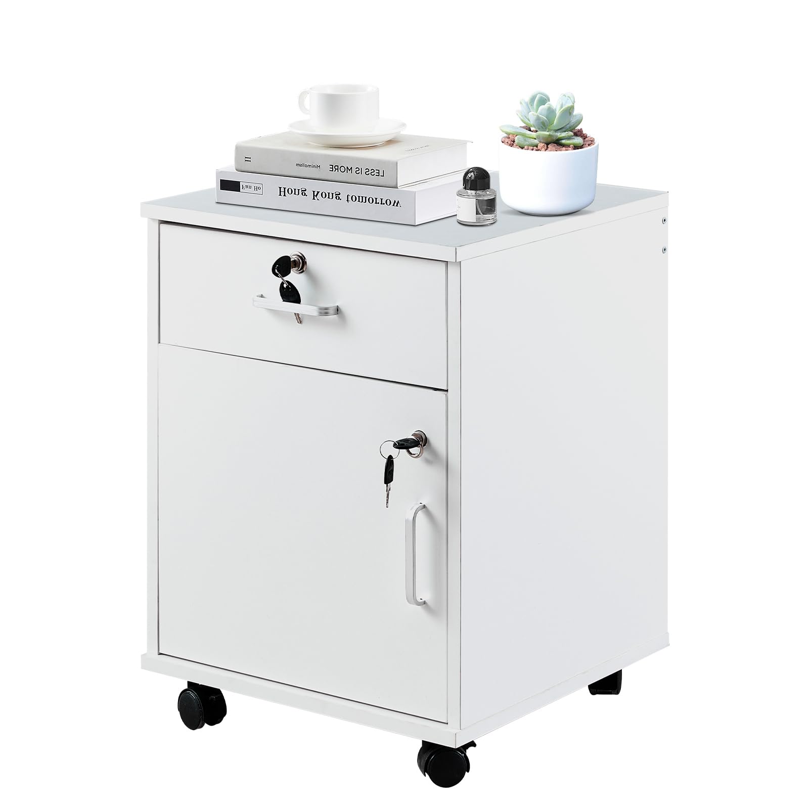 Amazon.com: TUKAILAi Mobile File Cabinet with Lockable Drawer & Door ...