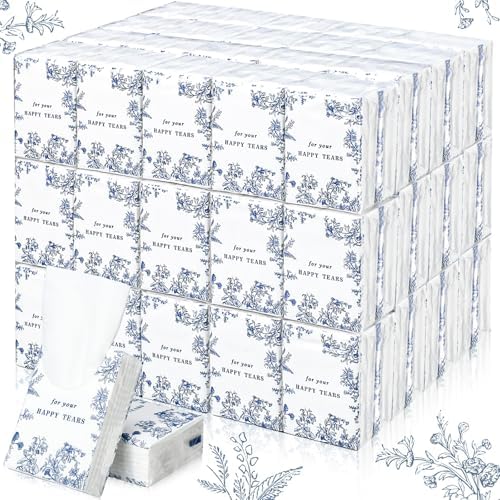 Amazon.com: Therwen 100 Pack Wedding Happy Tears Tissues Packs for ...