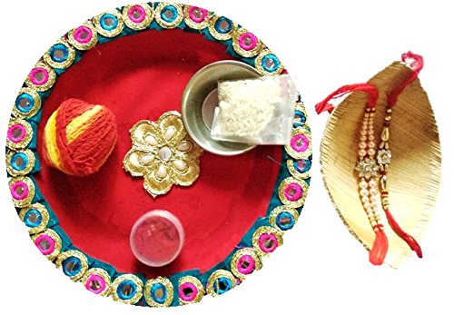 Buy SAMANK Traditional Handmade Rakhi Combo Thali with 2 Rakhi Roli ...