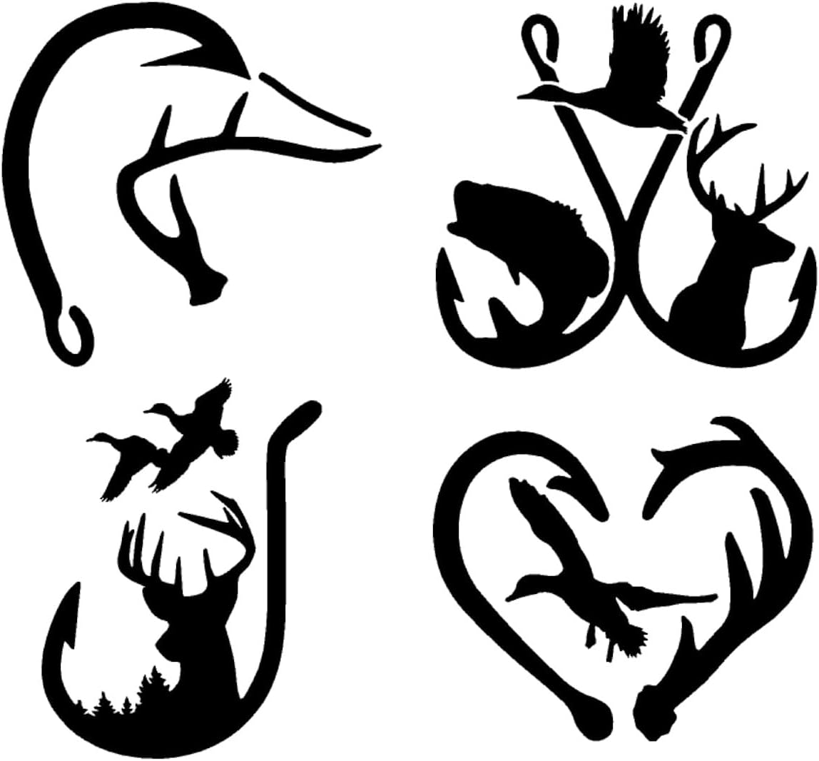 Amazon.com - Land Air Sea Hunting Decal 4 Pack: Hook Antler Duck ...