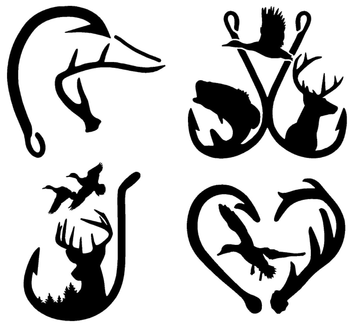 Amazon.com - Land Air Sea Hunting Decal 4 Pack: Hook Antler Duck ...